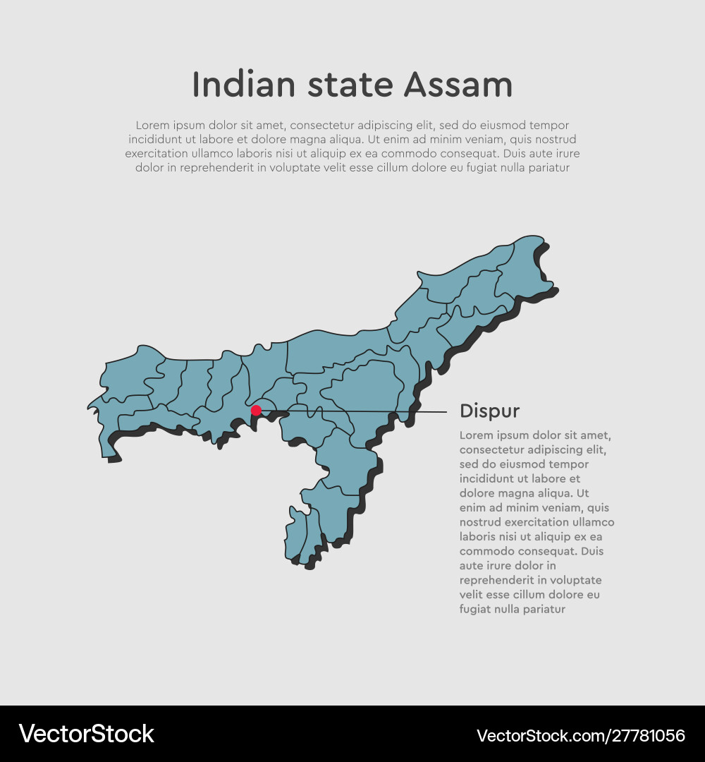 India country map assam state template infographic