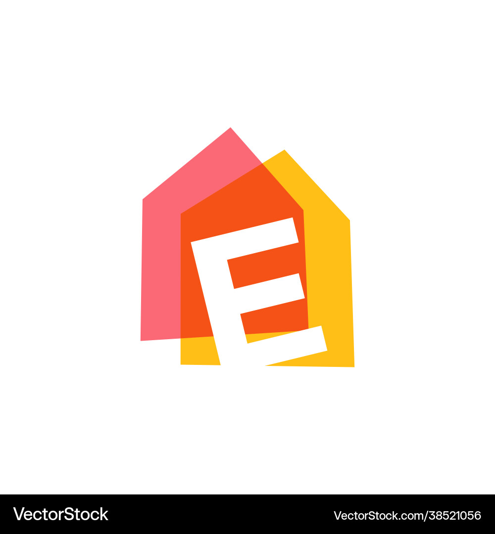 Letter e house home overlapping color logo icon Vector Image