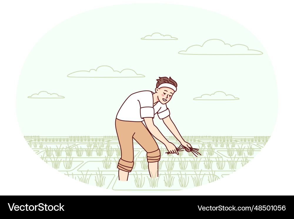 Male farmer working in field Royalty Free Vector Image