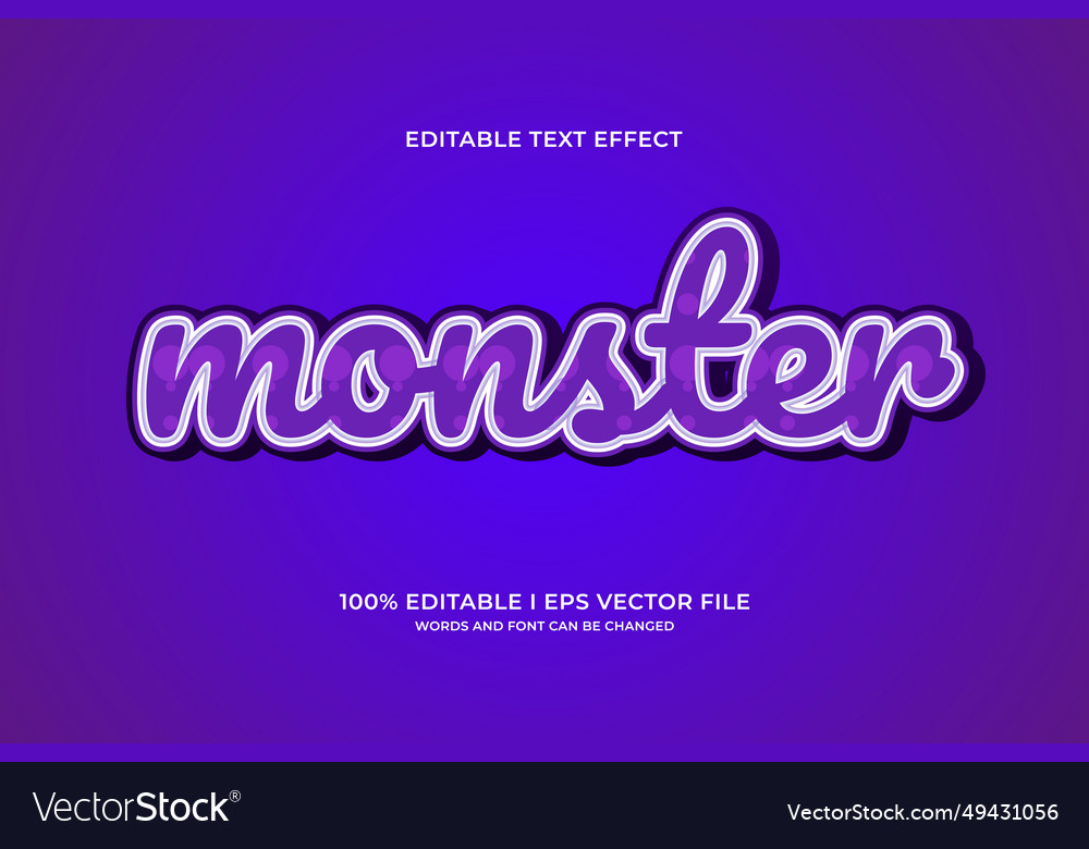 Monster editable text effect Royalty Free Vector Image