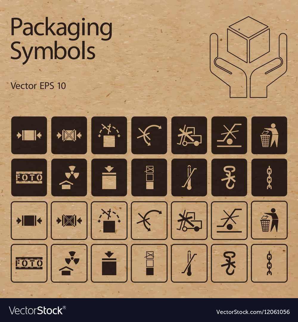 Packaging Symbols On Cardboard Royalty Free Vector Image