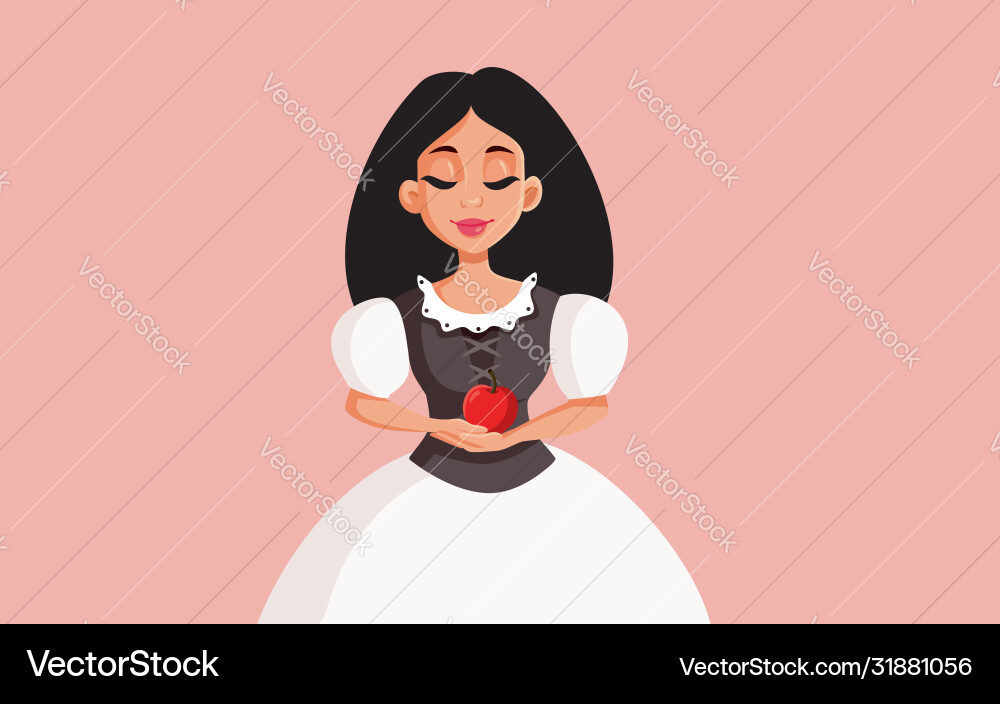 Princess holding red apple cartoon Royalty Free Vector Image
