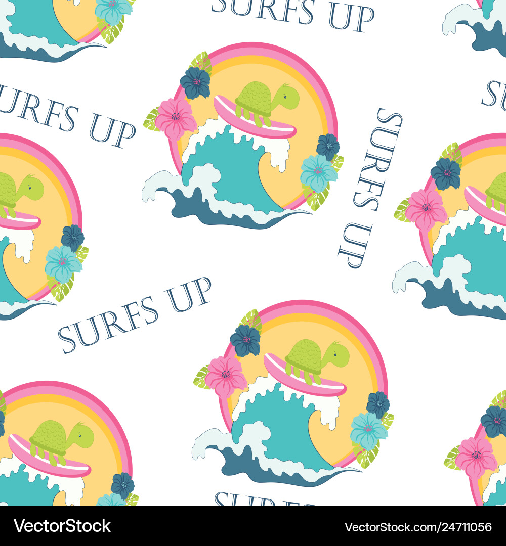 Seamless cute turtle pattern Royalty Free Vector Image