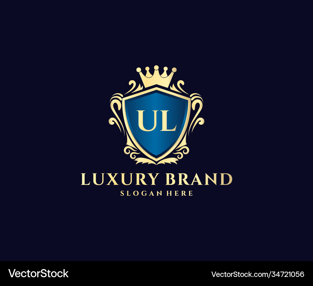 Ul initial letter gold calligraphic feminine Vector Image