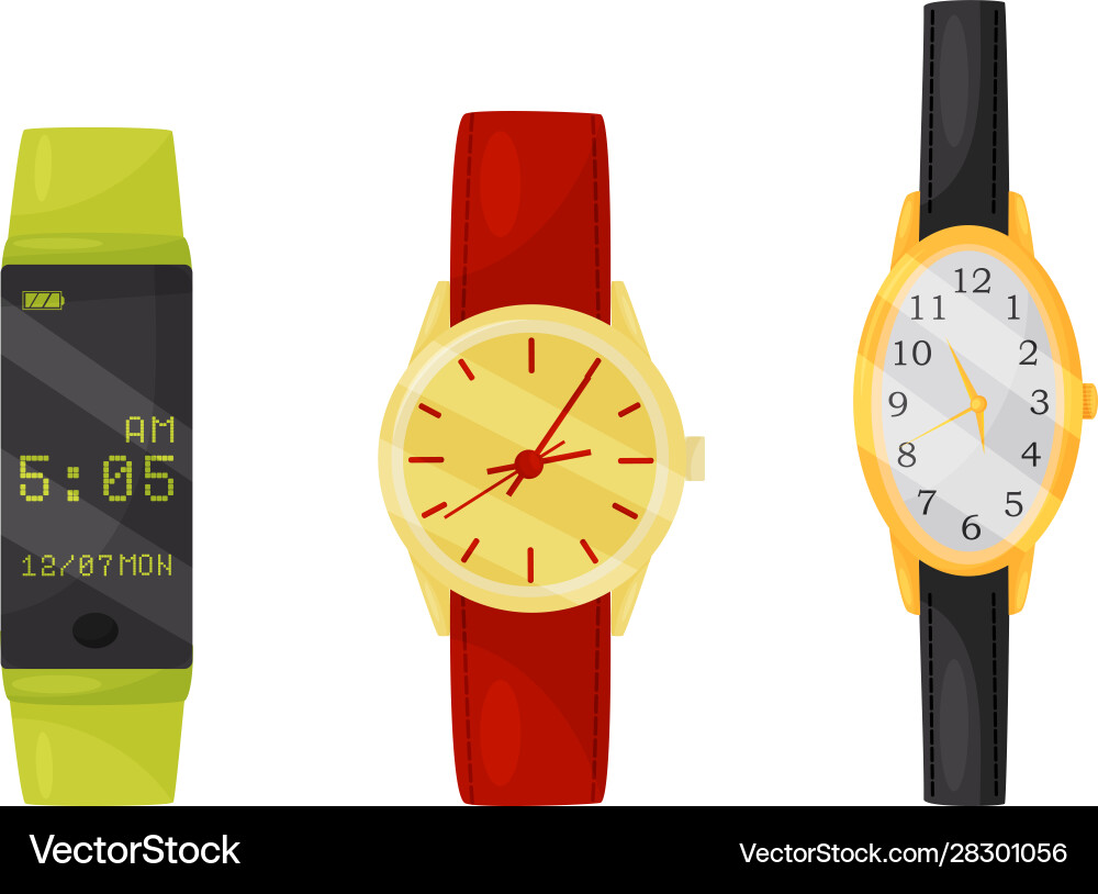 Wrist watches collection classic and modern Vector Image