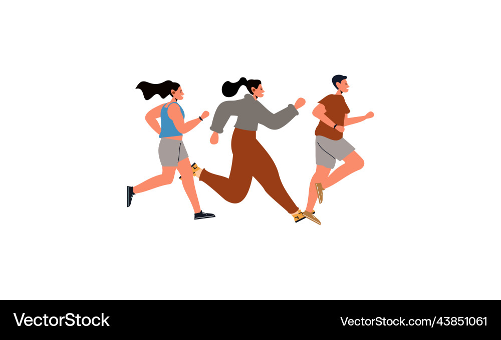 A group of athletes running marathon competition Vector Image