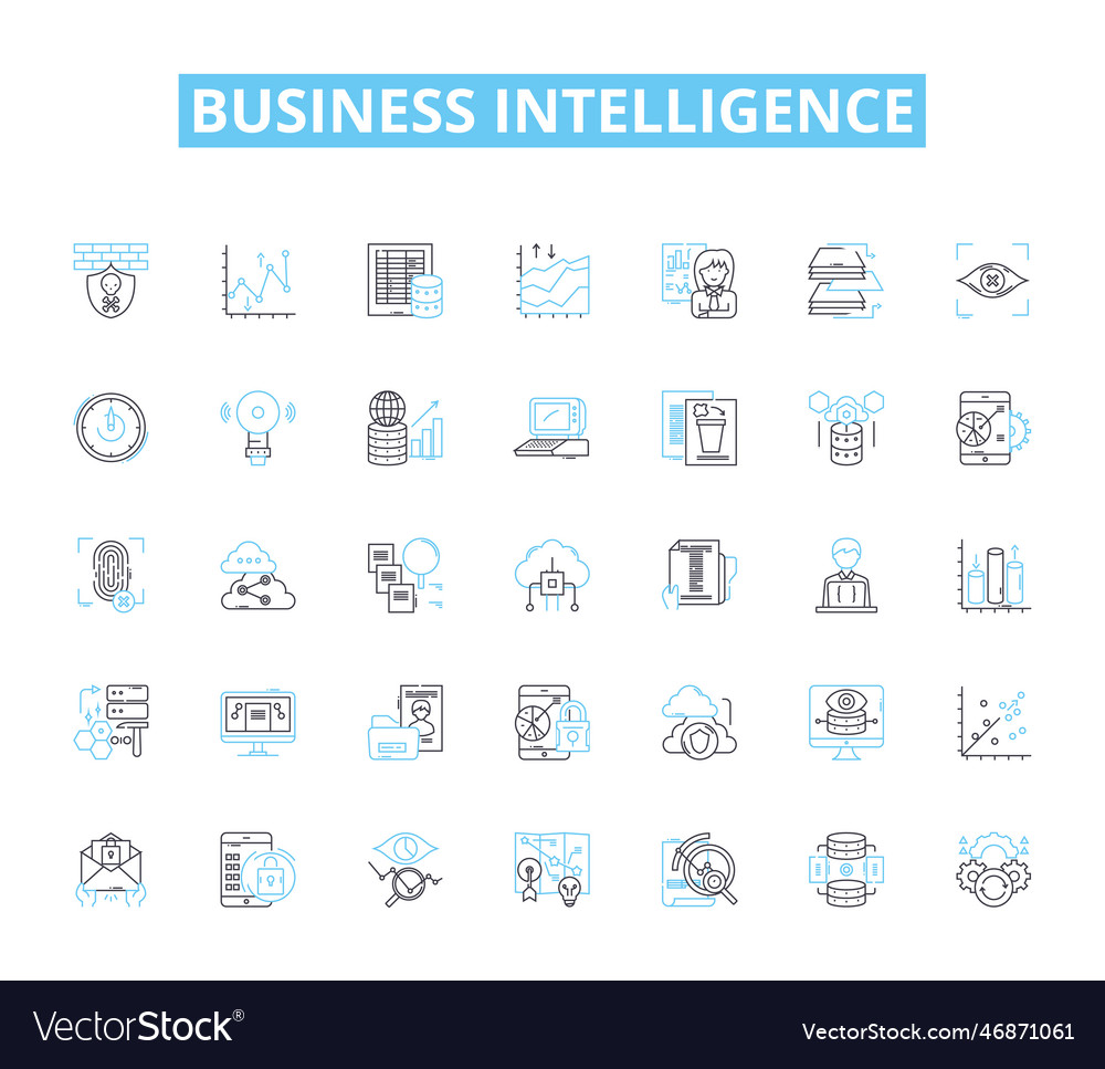 Business intelligence linear icons set analytics Vector Image Business intelligence linear icons set analytics Vector Image