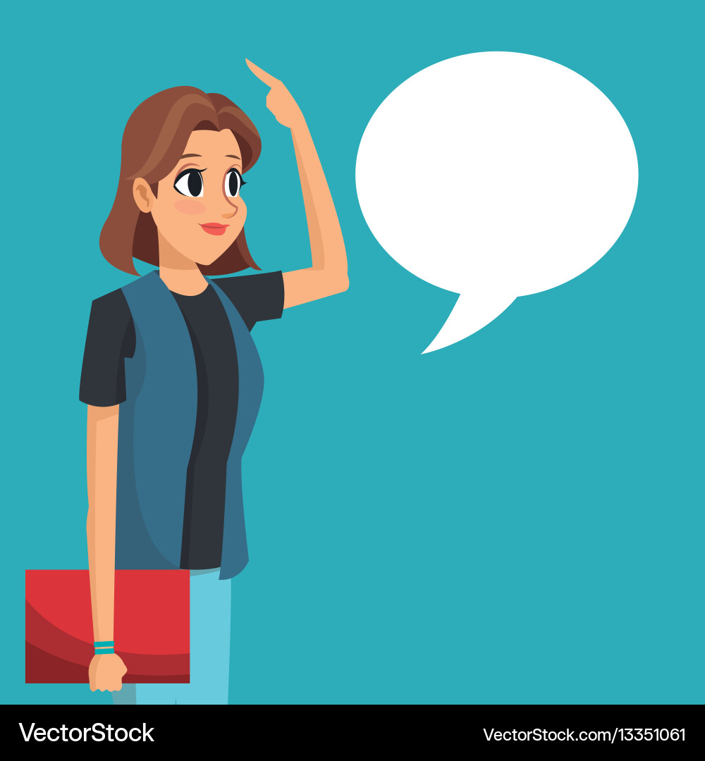 Cartoon girl talk bubble speech Royalty Free Vector Image