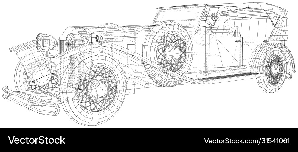 Classic car trucking vehicle wire-frame Royalty Free Vector