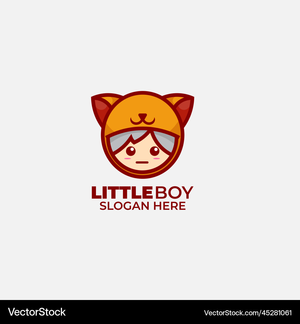 Cute little boy design art logo template Vector Image