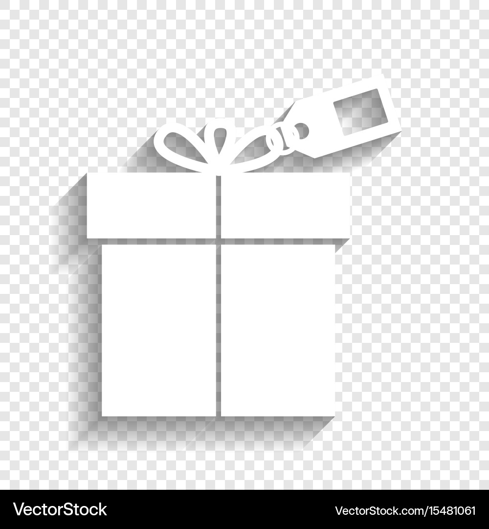 Gift sign with tag white icon with soft Royalty Free Vector