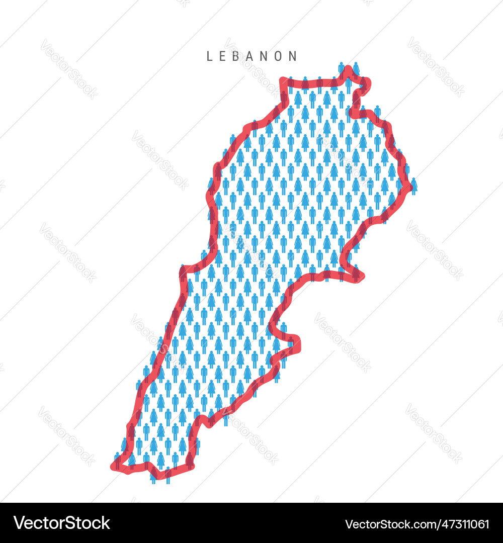 Lebanon population map stick figures lebanese Vector Image