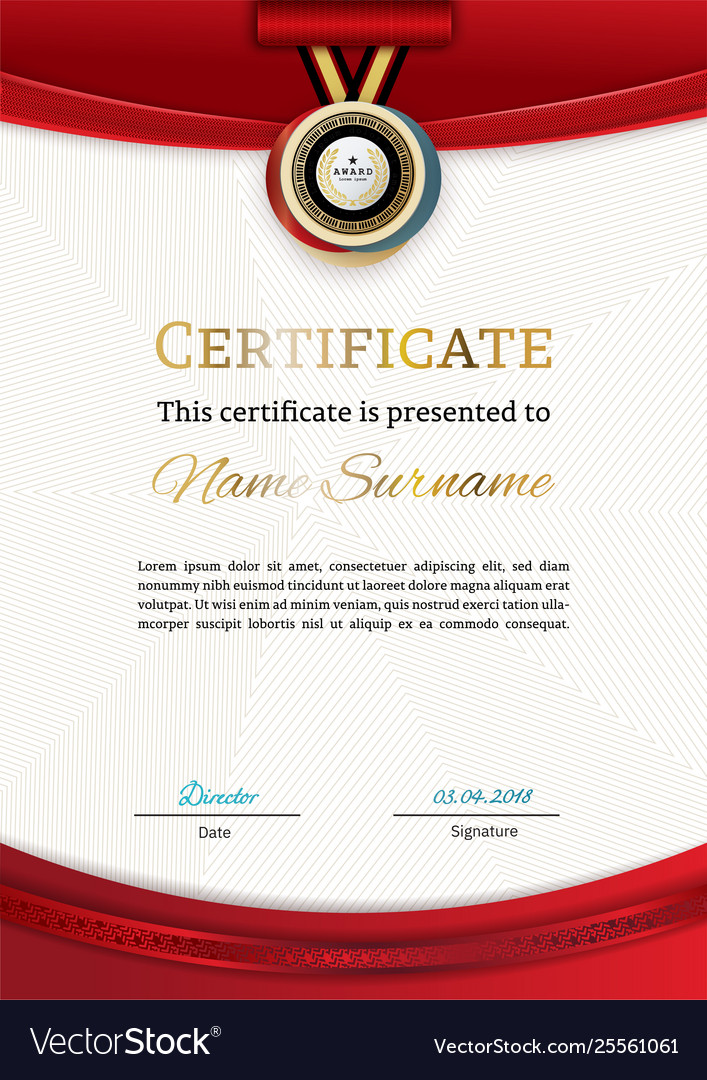 Official certificate with red gold design elements