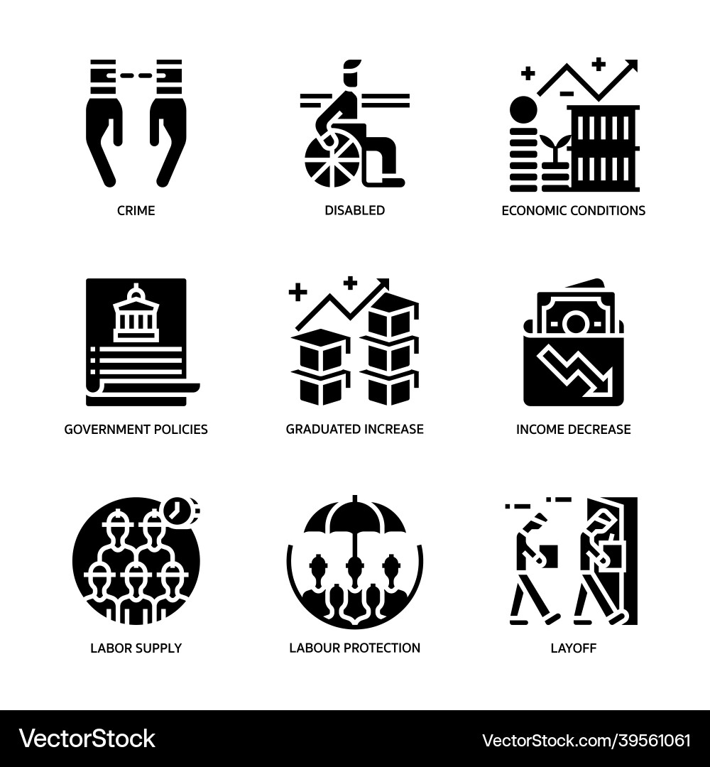 Unemployment icons set Royalty Free Vector Image
