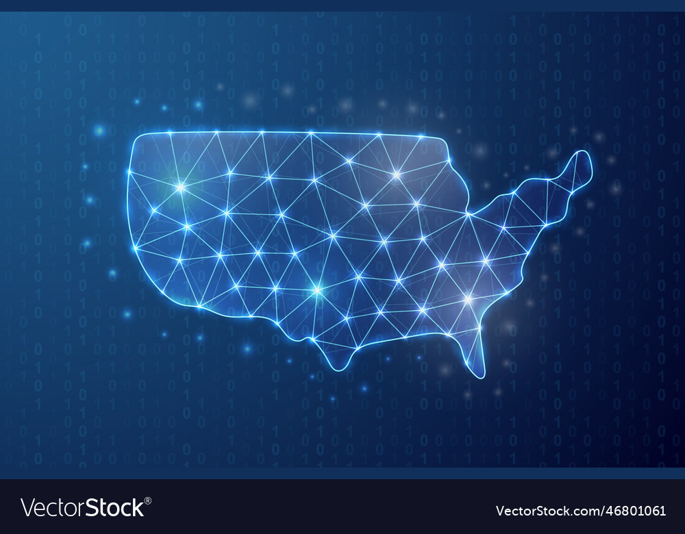 Usa polygonal symbol with binary code background Vector Image