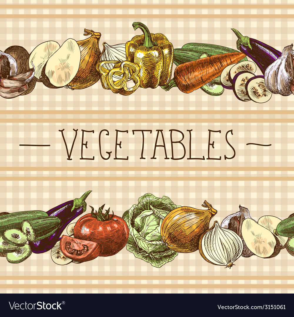 Vegetables seamless pattern border Royalty Free Vector Image