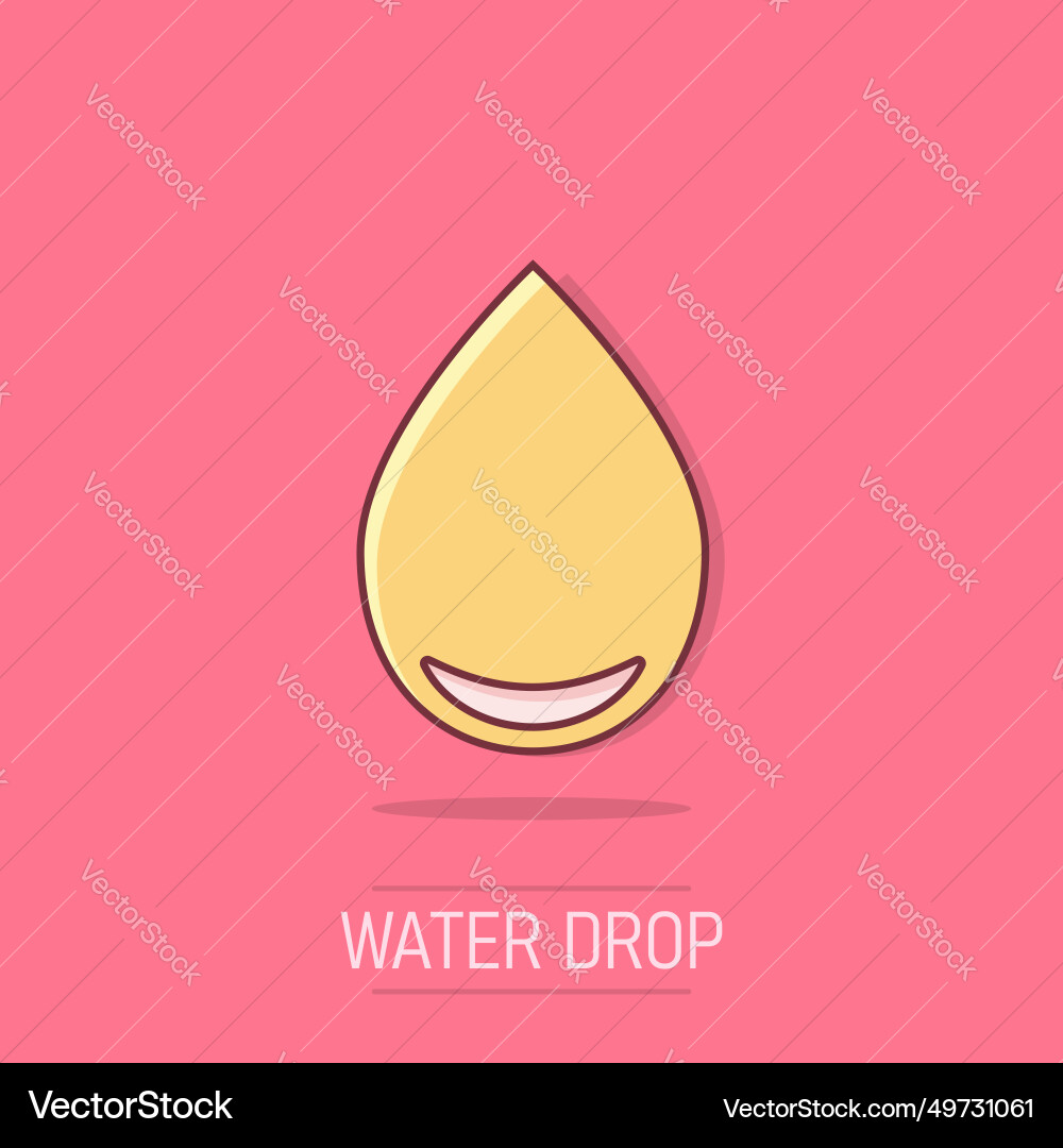 Water drop icon in comic style raindrop cartoon Vector Image