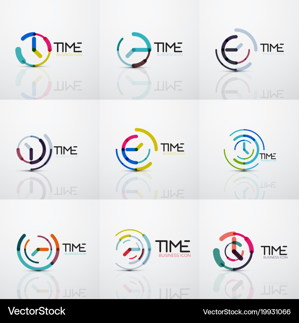 Collection of abstract logo ideas time Royalty Free Vector