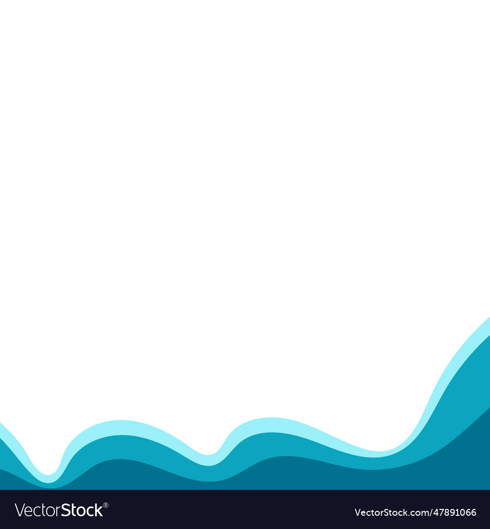 Corner frame water design elements isolate waves Vector Image