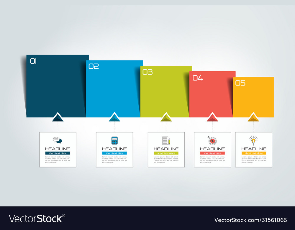 Five steps chart template scheme tab Royalty Free Vector