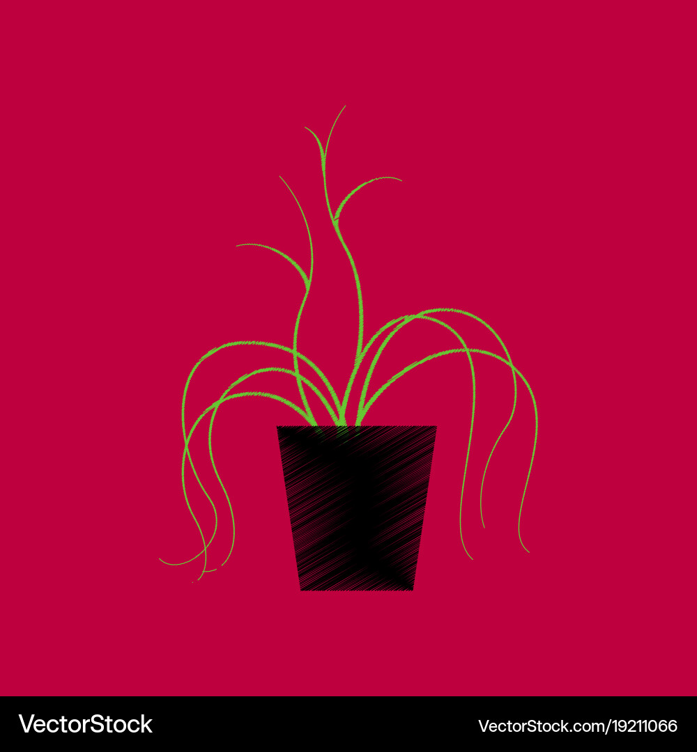 Flat shading style icon plant in a pot Royalty Free Vector