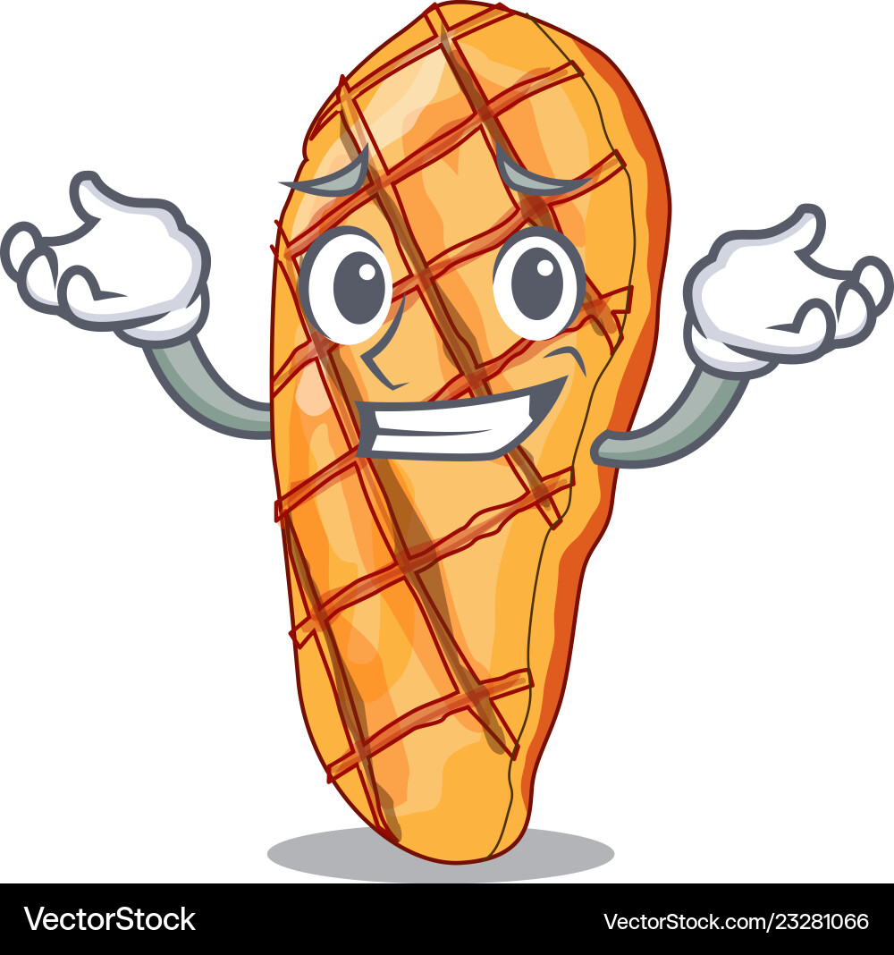 Grinning grilled chicken served with character Vector Image