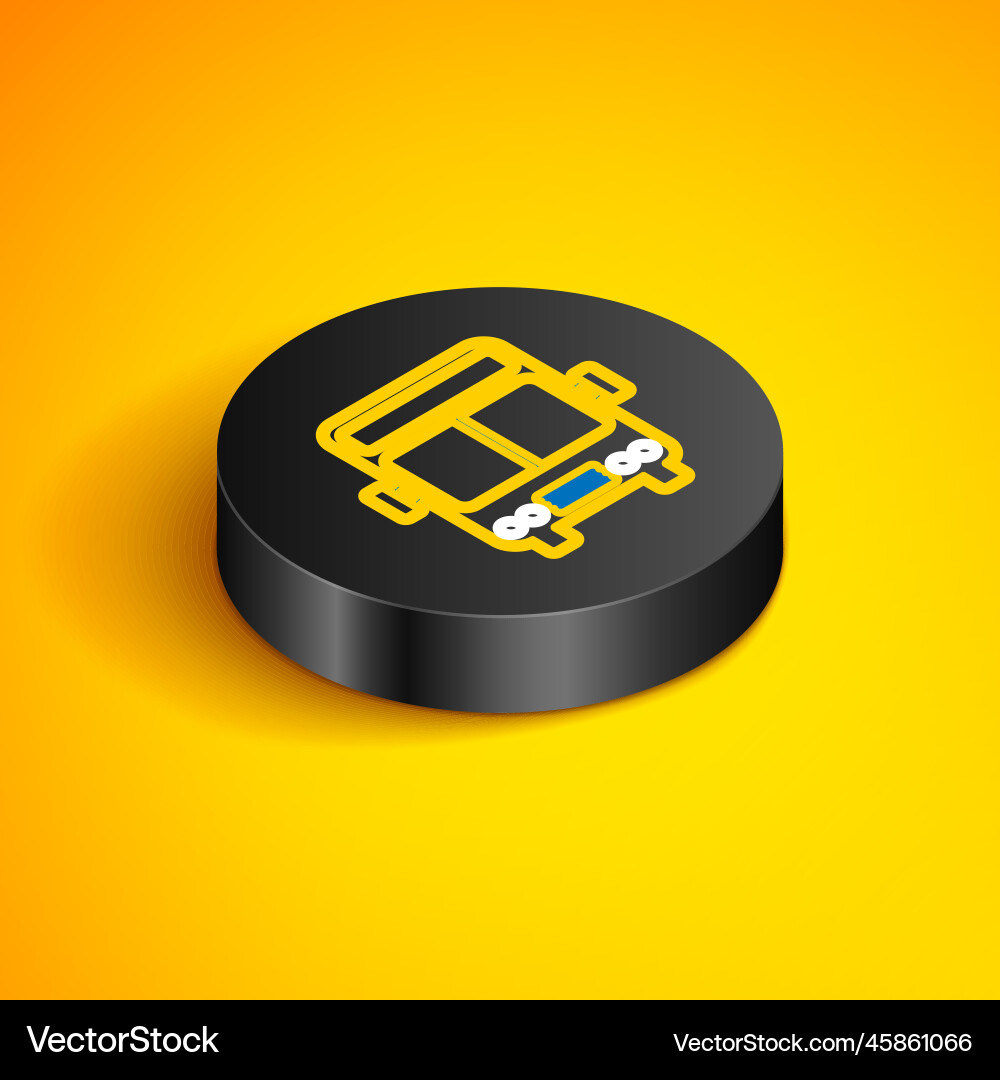 Isometric line bus icon isolated on yellow Vector Image