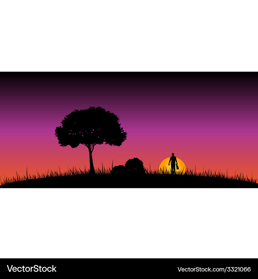 Man in the nature on a moonlight color Royalty Free Vector