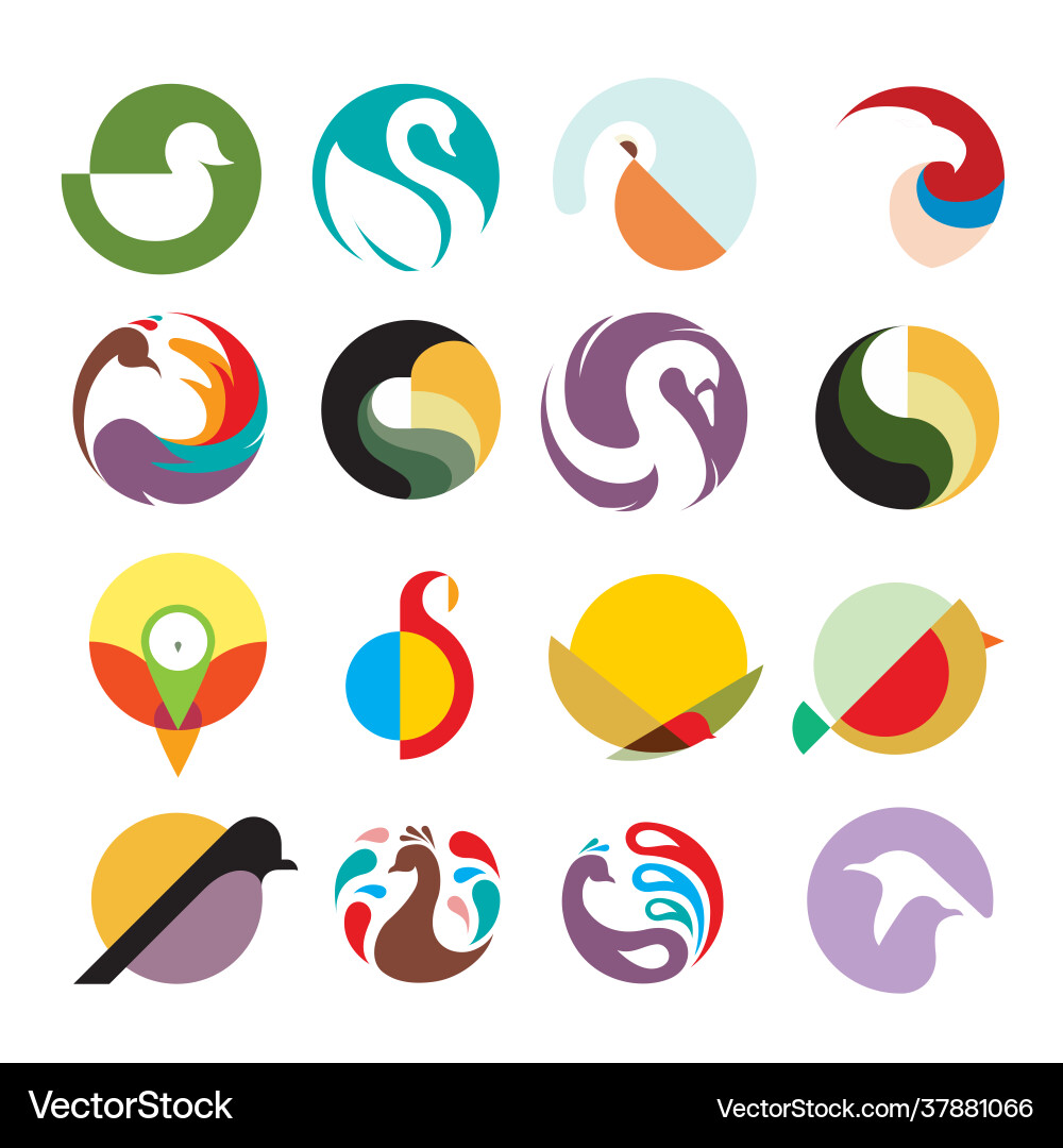 Poultry fowl bird logo template set Royalty Free Vector