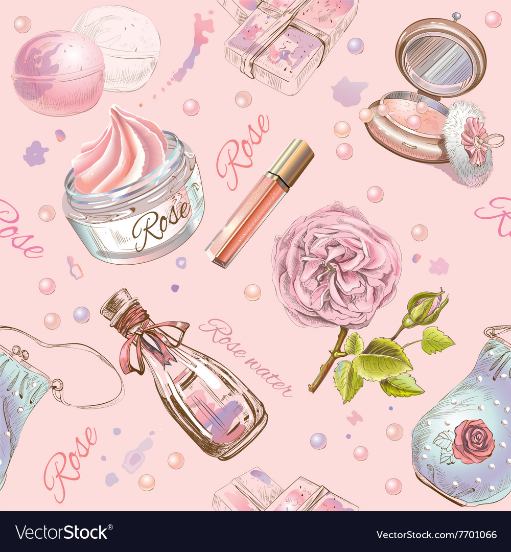 Rose cosmetic pattern Royalty Free Vector Image