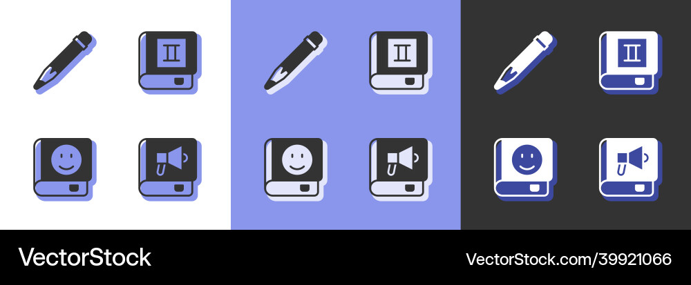 Set book pencil with eraser and icon Royalty Free Vector