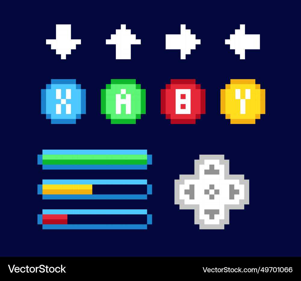 Set of 8bit pixel art game asset Royalty Free Vector Image