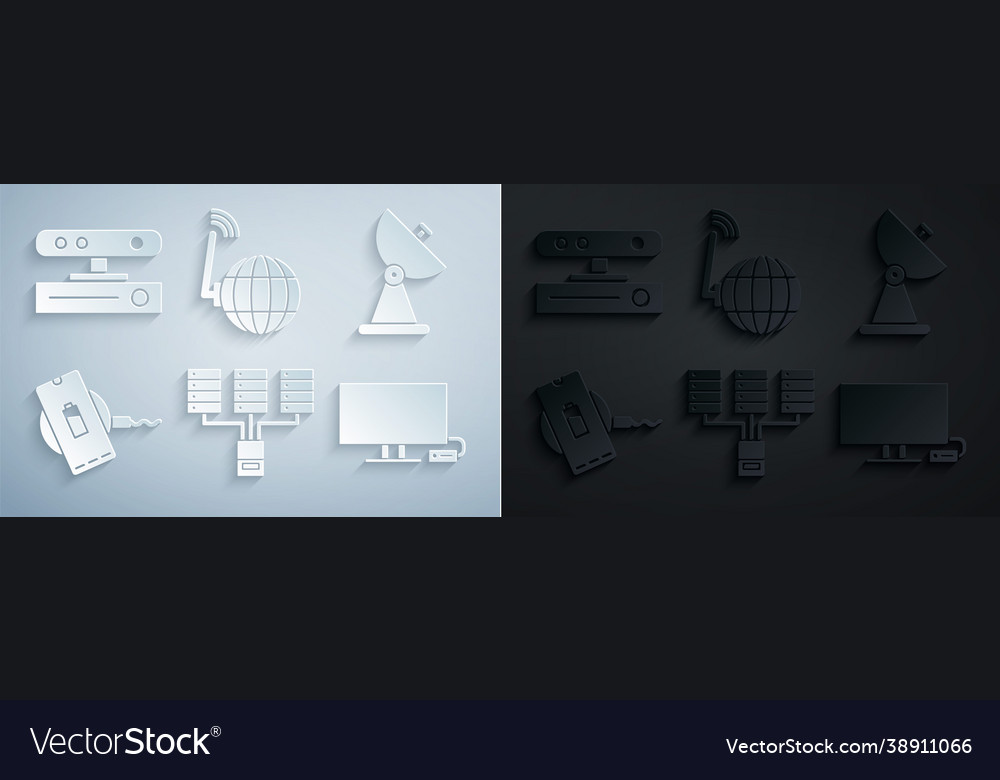 Set server data web hosting radar wireless Vector Image Set server data web hosting radar wireless Vector Image