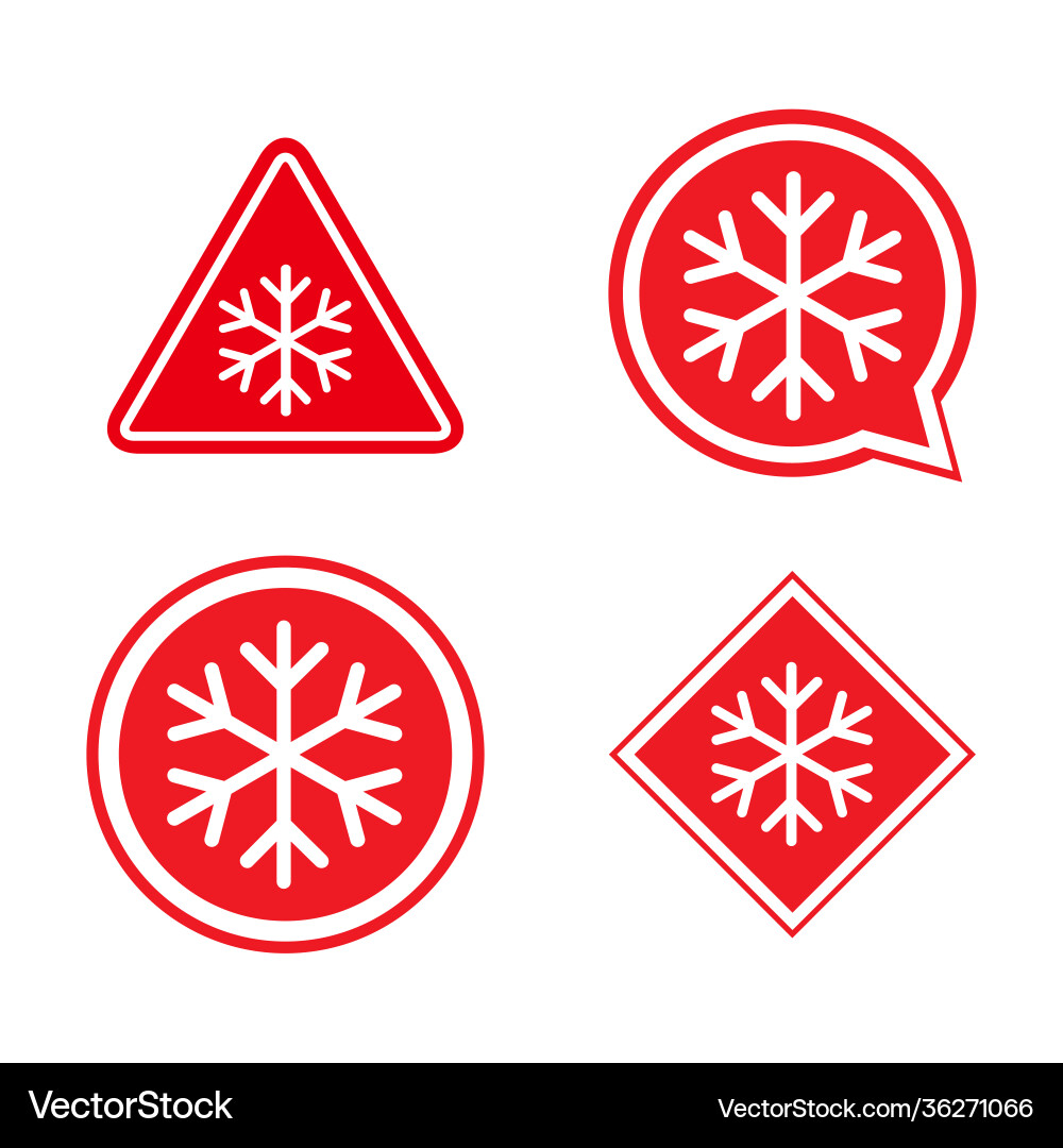 Set snow winter icon danger ice flake sign Vector Image