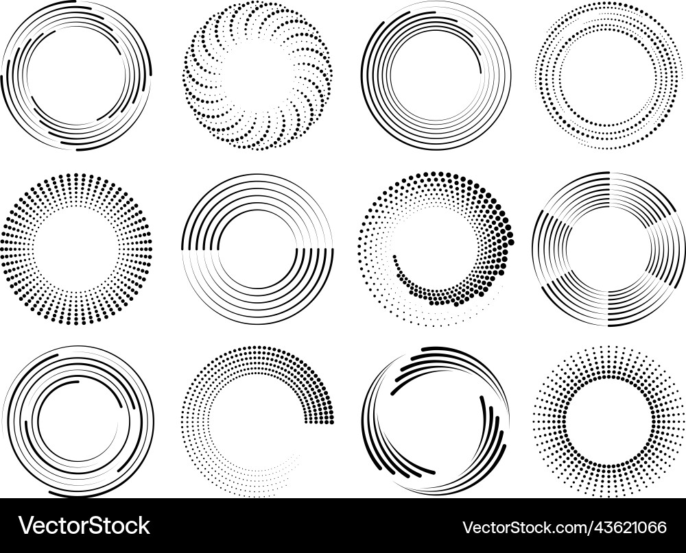 Speed lines circle frames round swirl and curves Vector Image