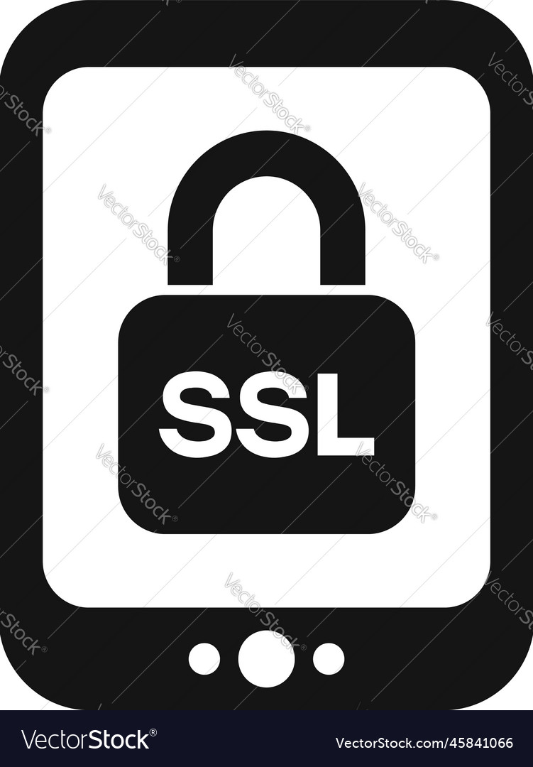 Tablet Ssl Certificate Icon Simple Secure Vector Image