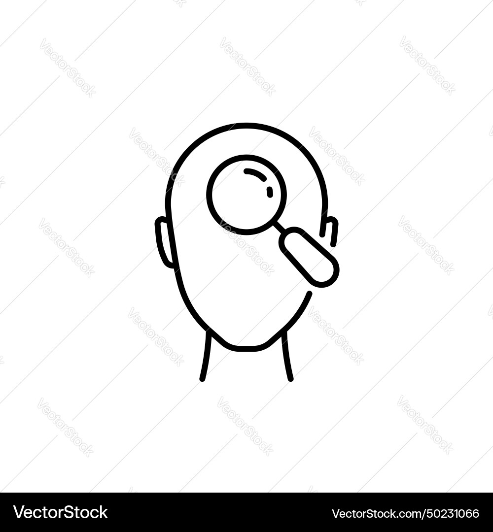 Thin line loupe with head like insight icon Vector Image