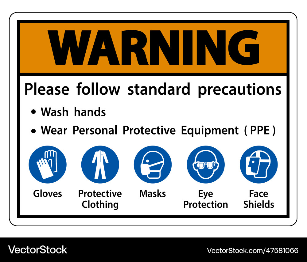 Warning please follow standard precautions wash Vector Image