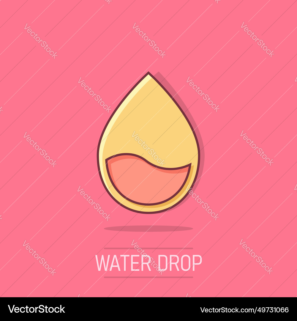 Water drop icon in comic style raindrop cartoon Vector Image