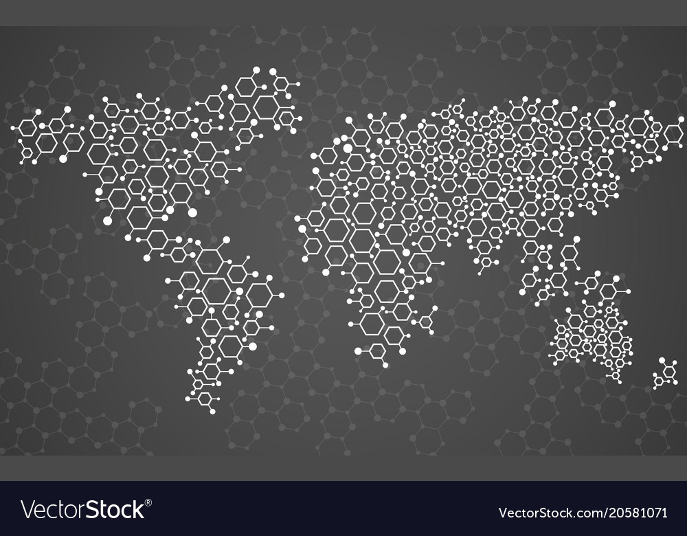 Abstract world map of hexagonal Royalty Free Vector Image