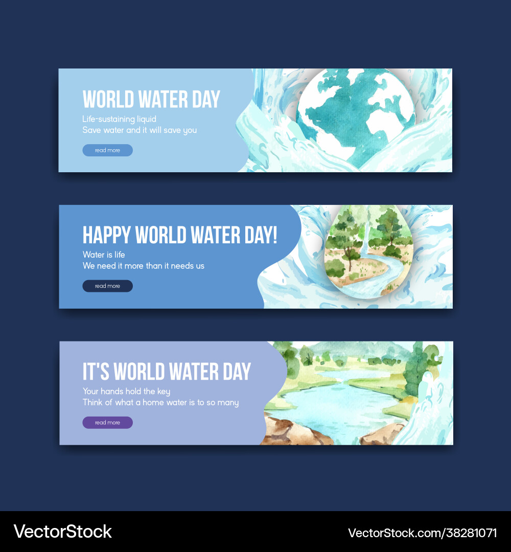 Banner template with world water day concept Vector Image