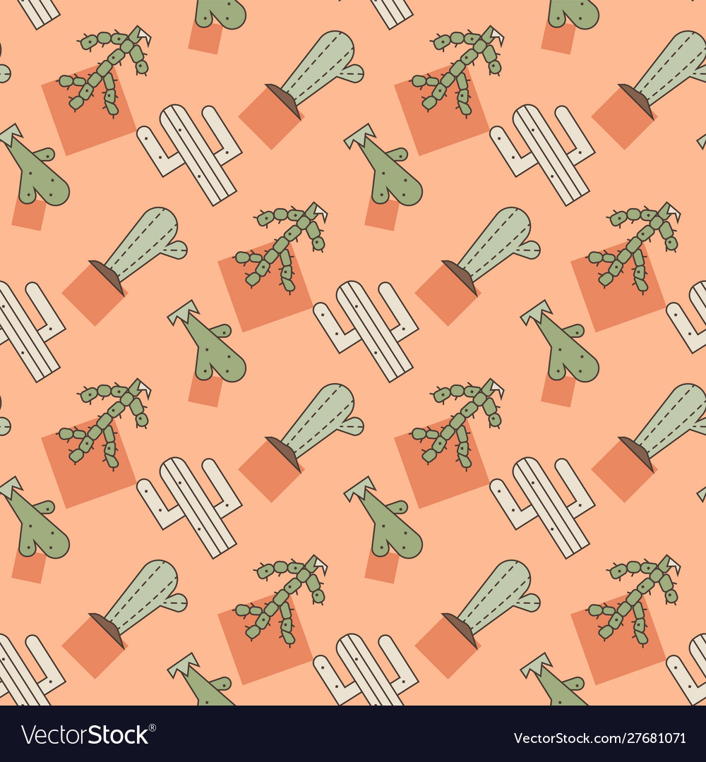 Cactus seamless pattern Royalty Free Vector Image