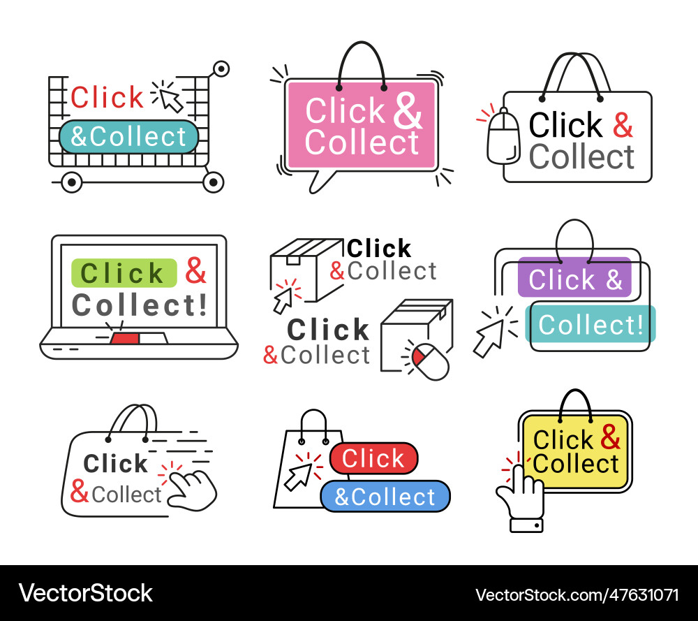 Click and collect service line icon online Vector Image