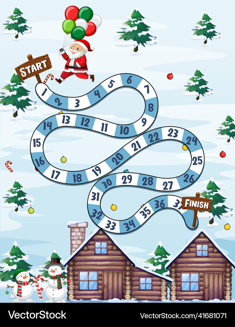 Counting numbers game template with christmas Vector Image