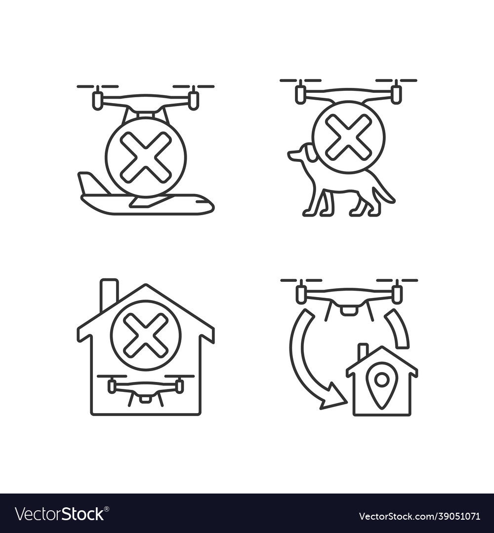 Drone instruction linear manual label icons set Vector Image
