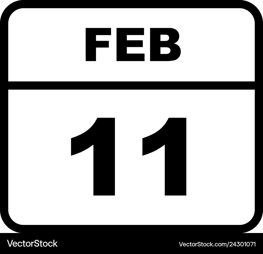 February 11th date on a single day calendar Vector Image