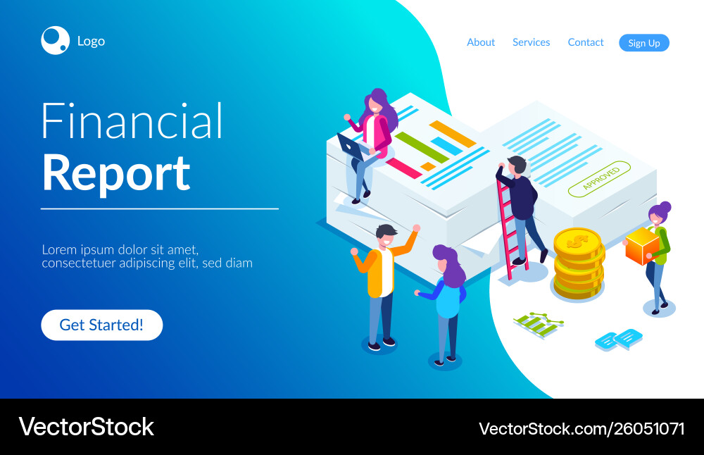 Financial report concept people do paperwork Vector Image
