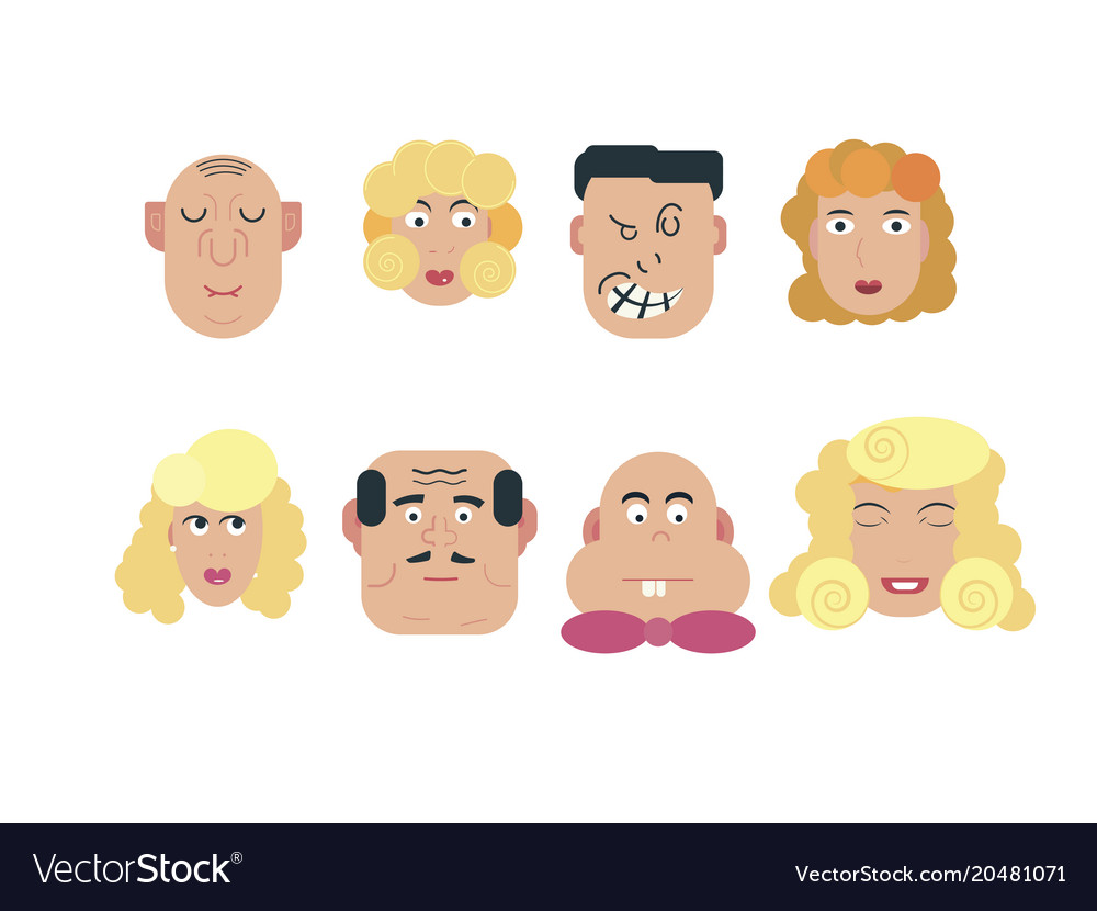 Flat face icon set Royalty Free Vector Image - VectorStock