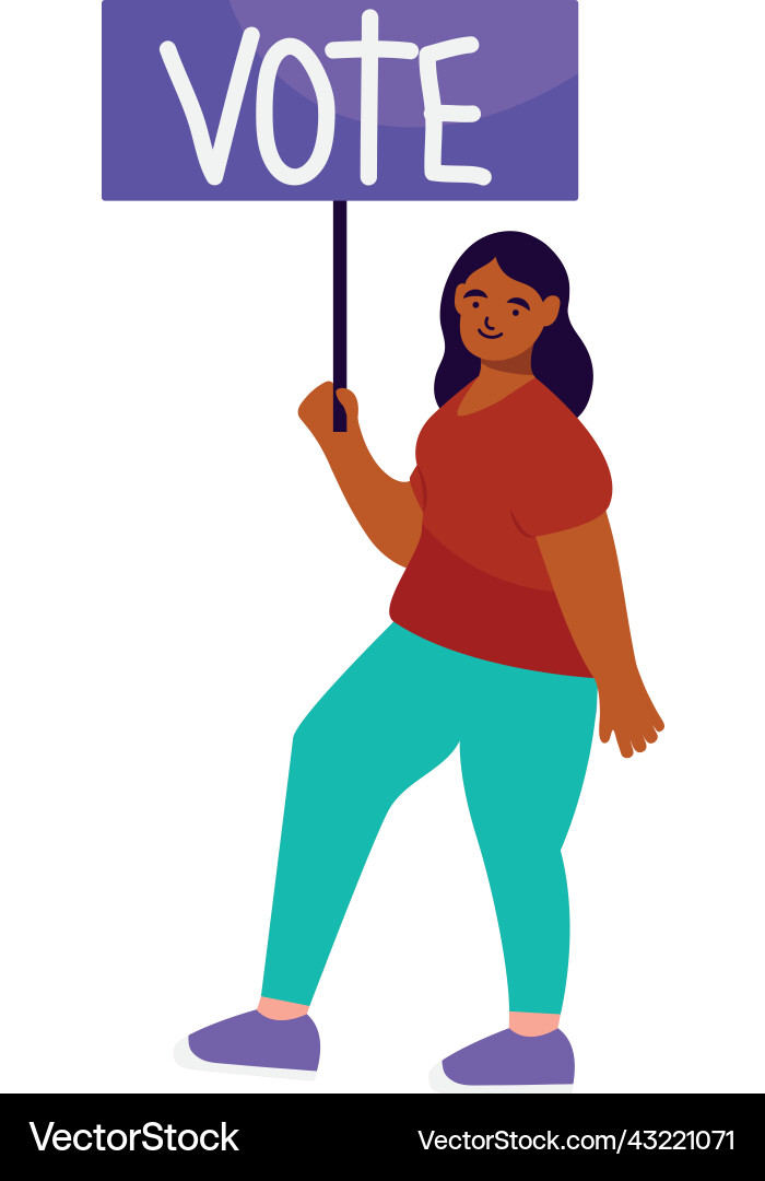 Girl with vote signboard Royalty Free Vector Image