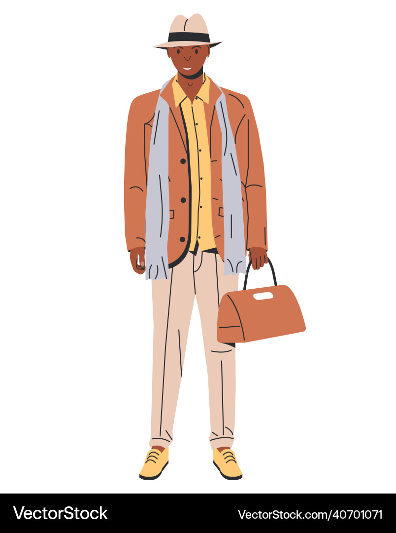 Handsome black skinned man in casual clothes Vector Image